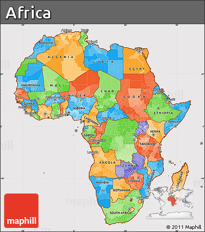 Free Political Simple Map of Africa, cropped outside