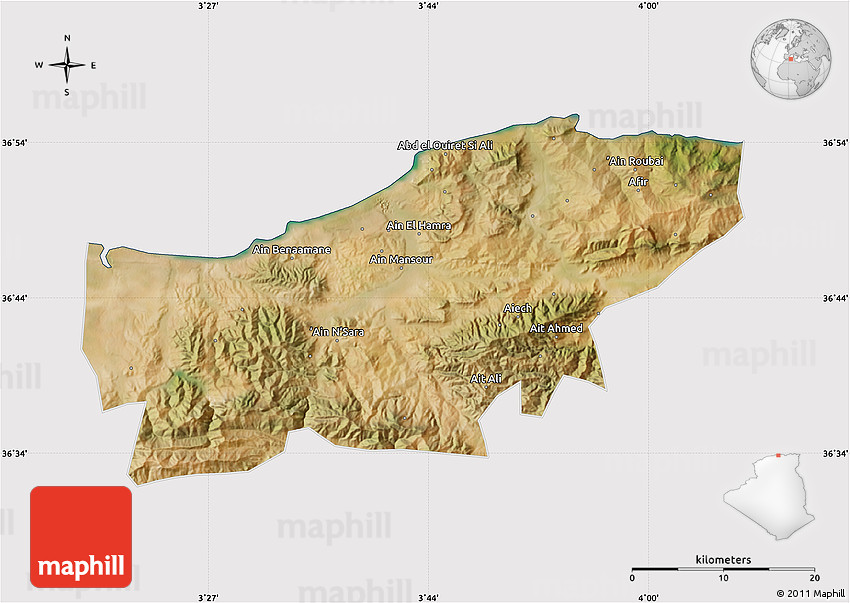 Satellite Map of Boumerdes, cropped outside