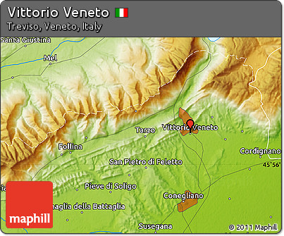 Free Physical Map of Vittorio Veneto