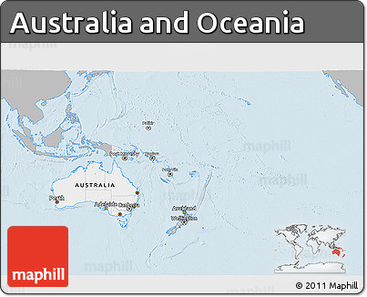 Free Gray 3D Map of Australia and Oceania, single color outside