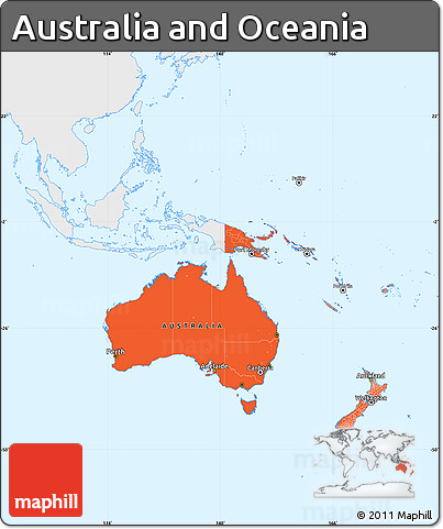 Free Political Shades Simple Map of Australia and Oceania, single color ...