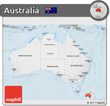 Free Gray 3D Map of Australia