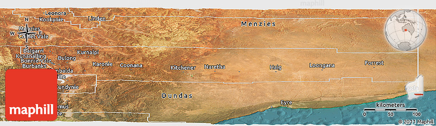 Satellite Panoramic Map Of Kalgoorlie Boulder