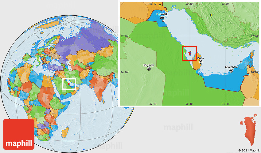 Political Location Map of Bahrain