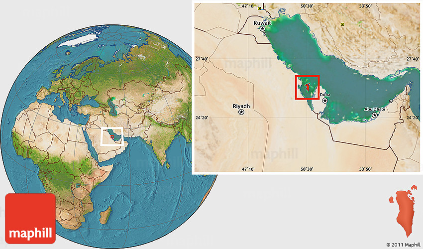 Satellite Location Map of Bahrain