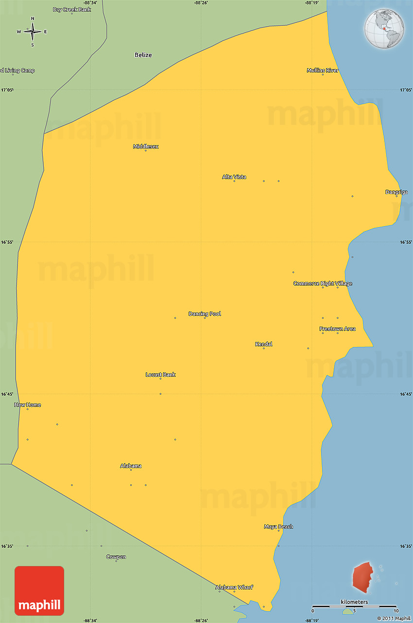 Savanna Style Simple Map of Stann Creek