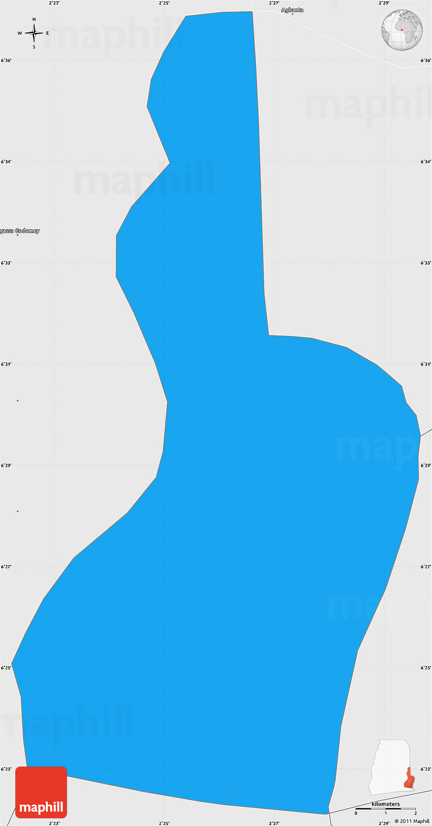 Political Simple Map of So-Ava, single color outside, borders and labels