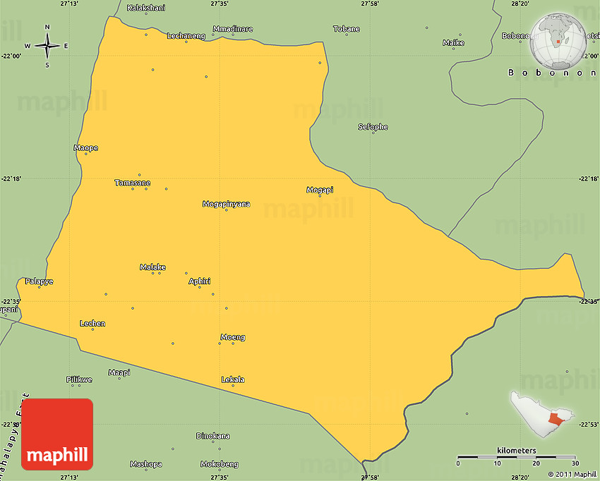 Savanna Style Simple Map of Palapye
