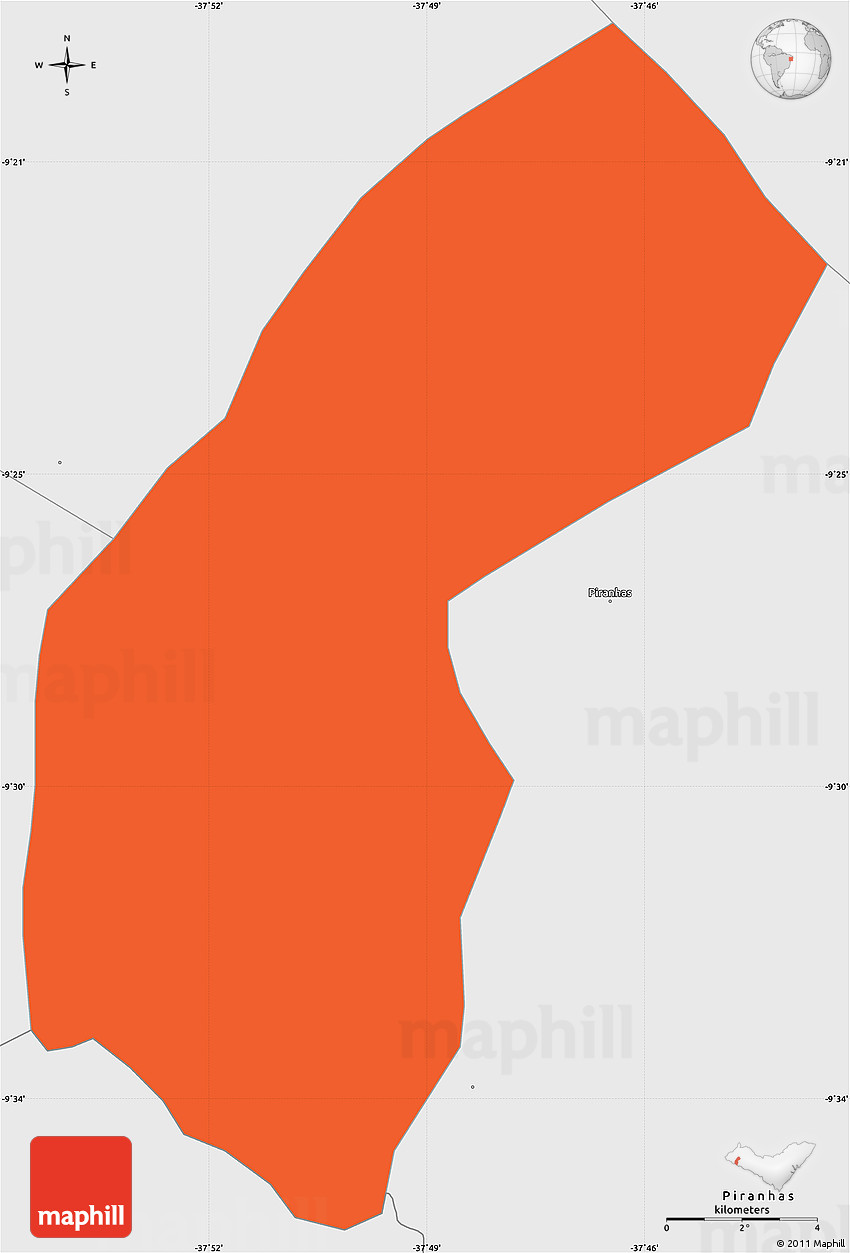 Political Simple Map of Olho D'Agua Do C, single color outside, borders and labels