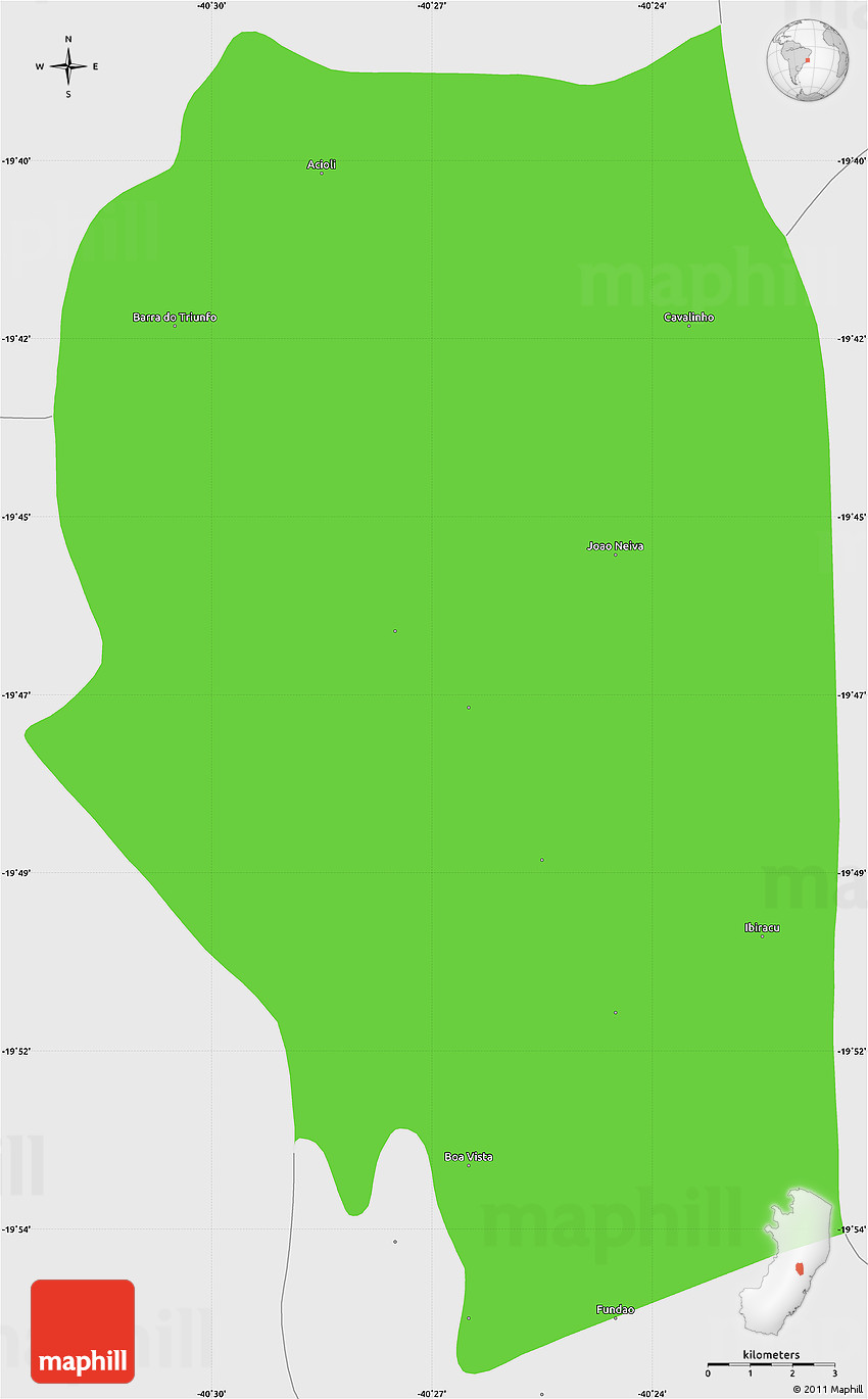 Political Simple Map of Ibiragu, single color outside, borders and labels