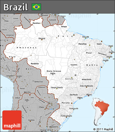Free Gray Simple Map of Brazil