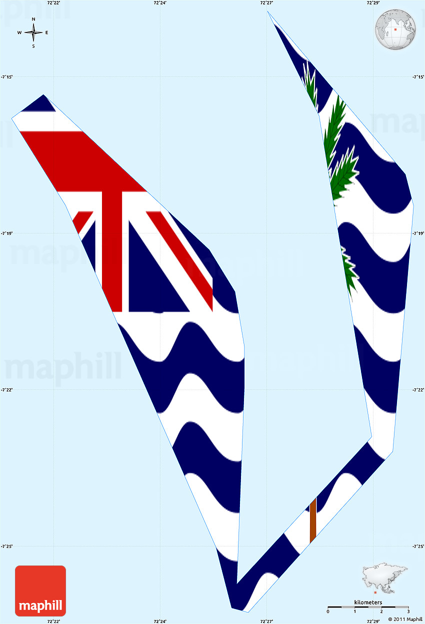 Flag Simple Map of British Indian Ocean Territory, single color outside, borders and labels