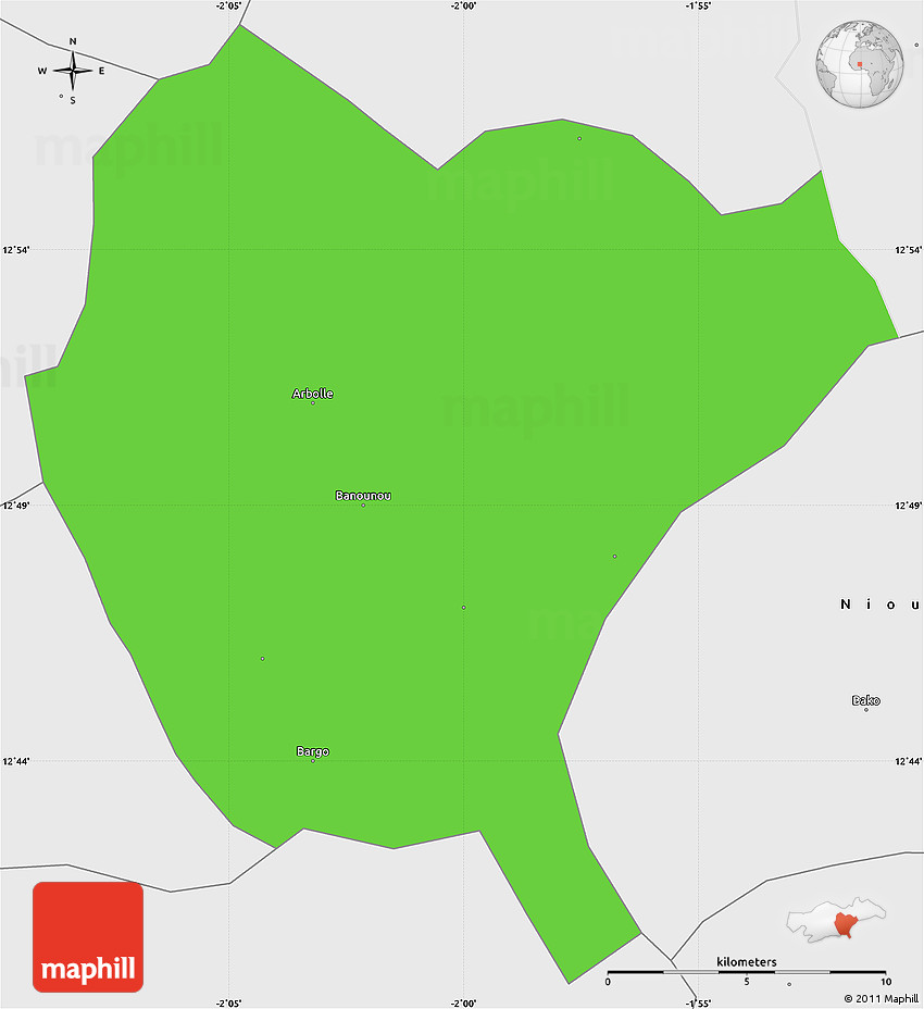 Political Simple Map of Arbolle, single color outside, borders and labels