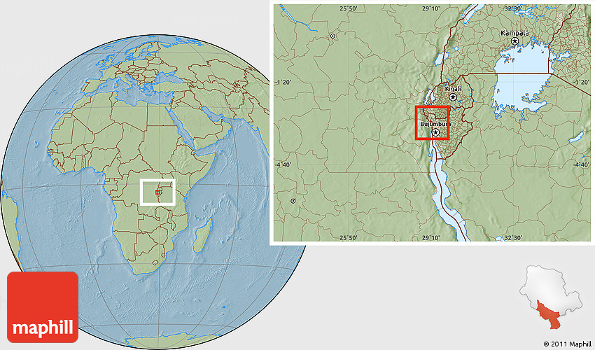 Savanna Style Location Map Of Buganda Hill Shading
