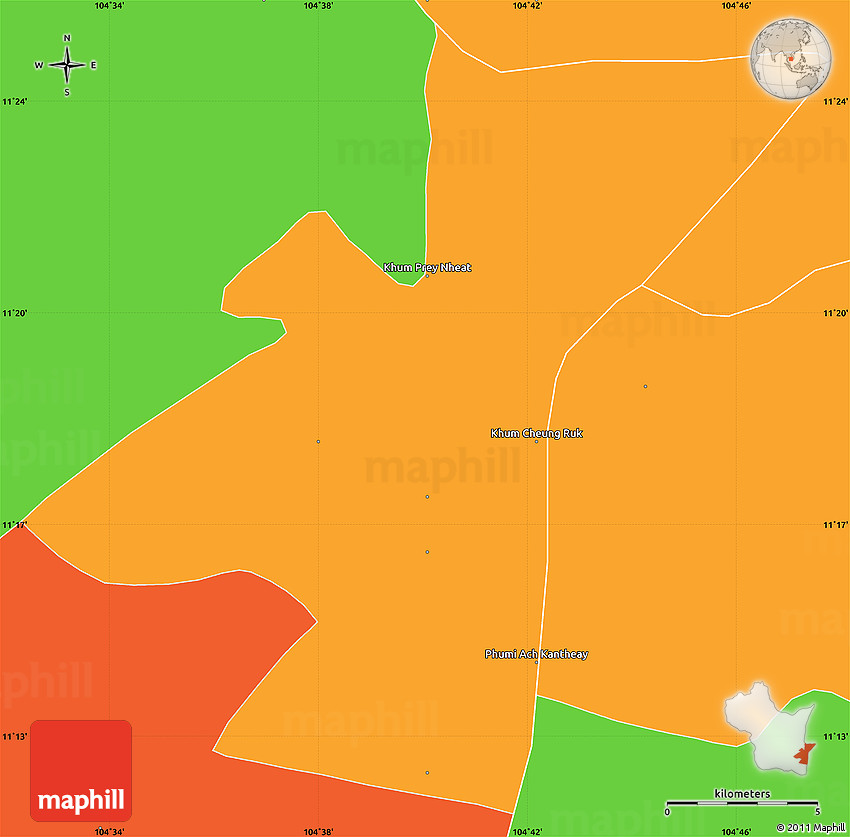 Political Simple Map of Kong Pisey