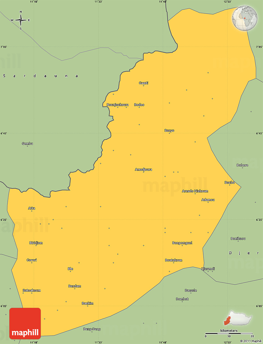 Savanna Style Simple Map of Mayo-Banyo