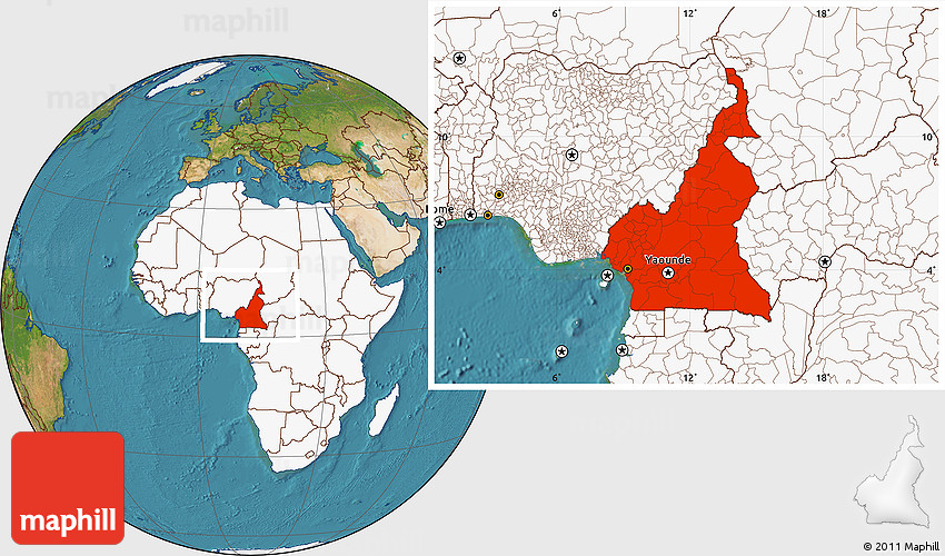 Satellite Location Map of Cameroon, highlighted continent Satellite Location Map of Cameroon, highlighted continent