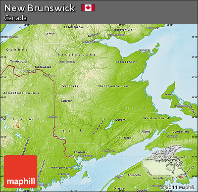 Free Physical Map of New Brunswick