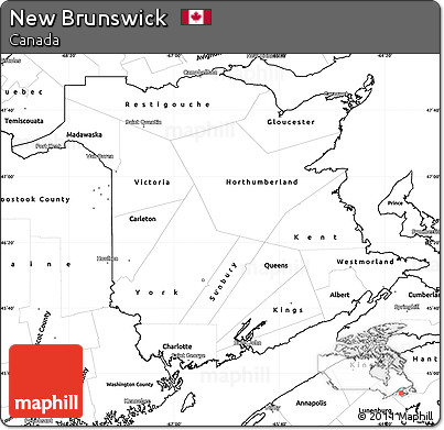 Free Blank Simple Map of New Brunswick
