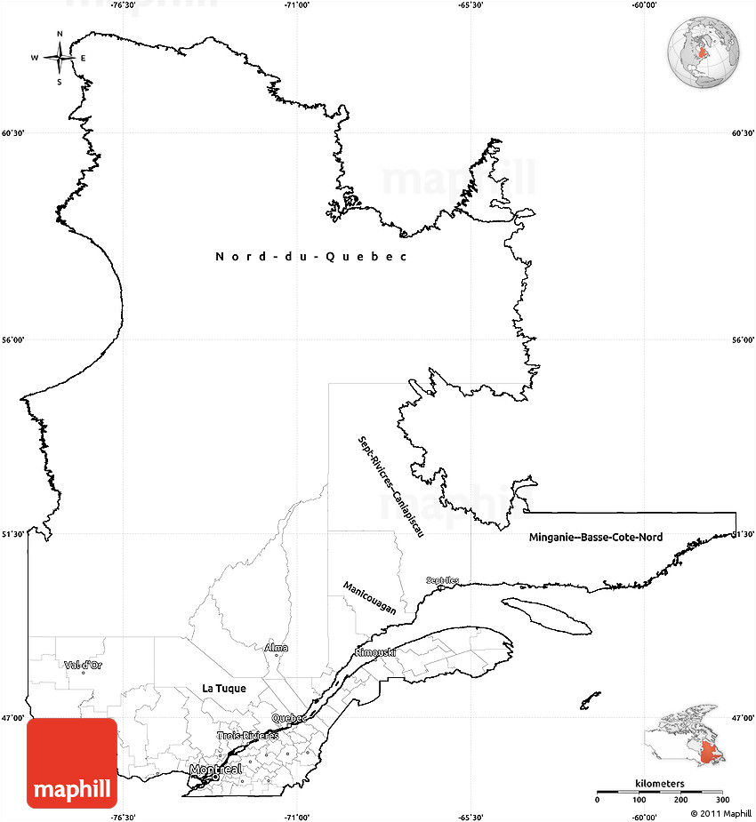 Blank Simple Map of Quebec, cropped outside Blank Simple Map of Quebec, cropped outside