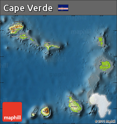 Free Physical Map of Cape Verde, darken