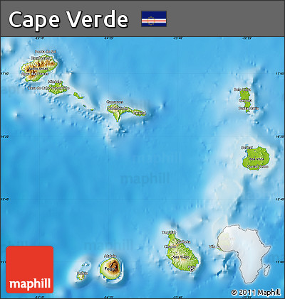 Free Physical Map of Cape Verde