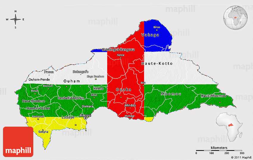 Flag 3D Map of Central African Republic