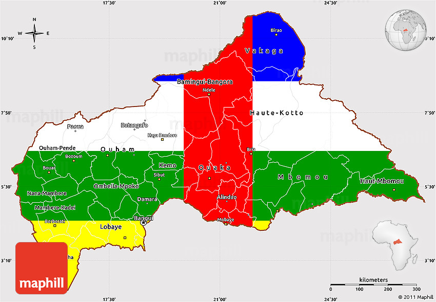 Flag Simple Map of Central African Republic