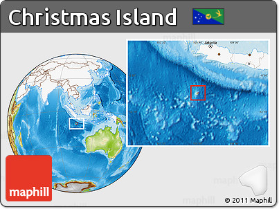 Free Physical Location Map of Christmas Island, highlighted continent
