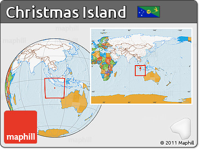 Free Political Location Map of Christmas Island, highlighted continent ...