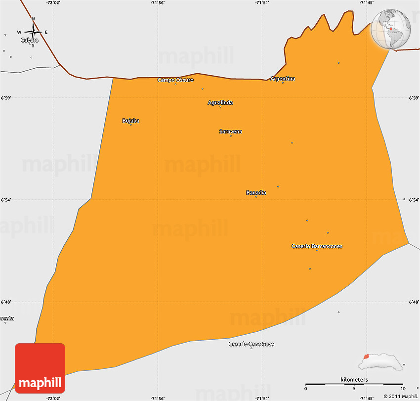 Political Simple Map of Saravena, single color outside, borders and labels