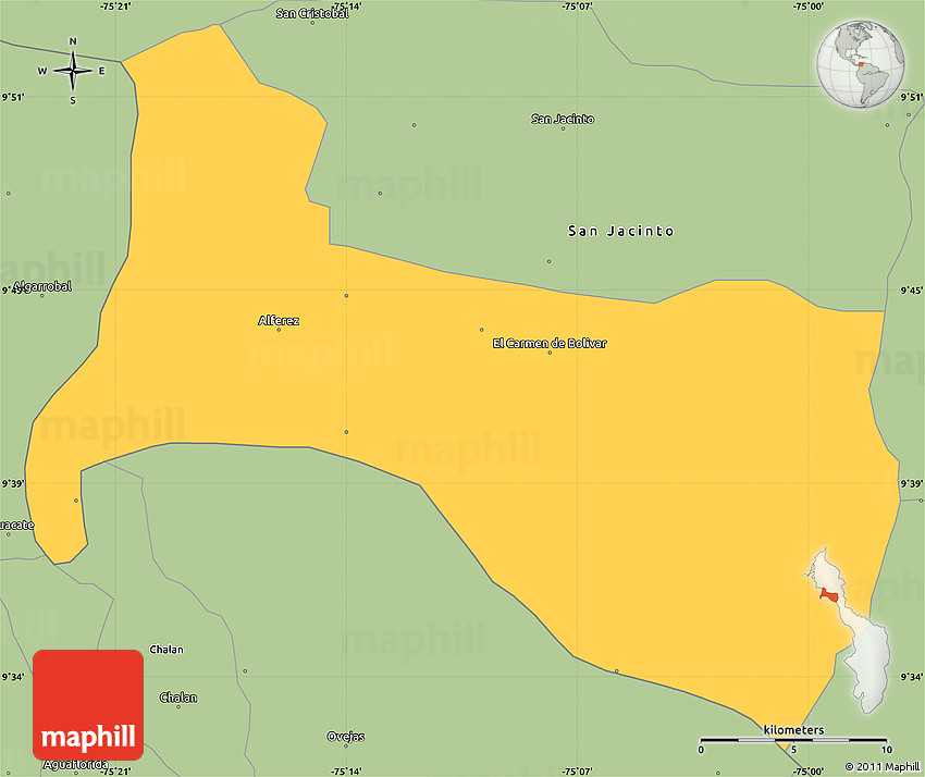 Savanna Style Simple Map of El Carmen De Bolivar