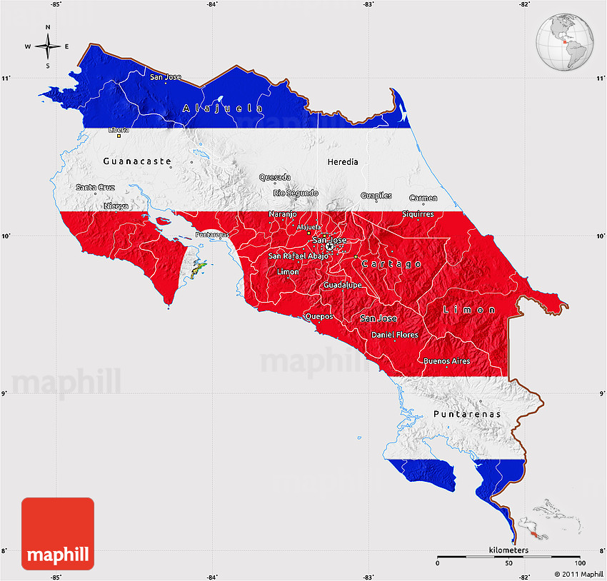 Flag Map of Costa Rica