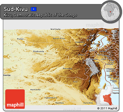 Free Physical Panoramic Map of Sud-Kivu