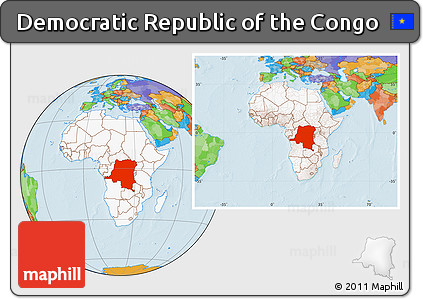 Free Political Location Map of Democratic Republic of the Congo ...