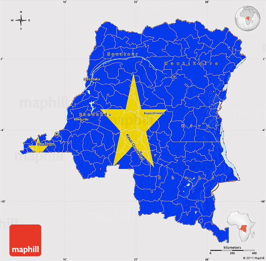 Flag Map of Democratic Republic of the Congo