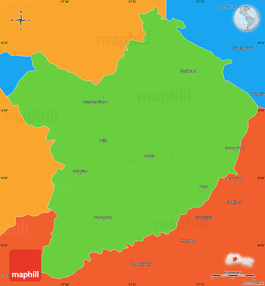 Political Simple Map of Loreto