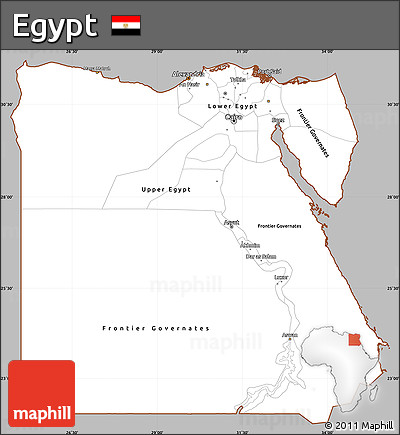 Free Gray Simple Map of Egypt, cropped outside
