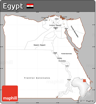 Free Gray Simple Map of Egypt, cropped outside