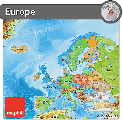 Free Political Map of Europe, physical outside