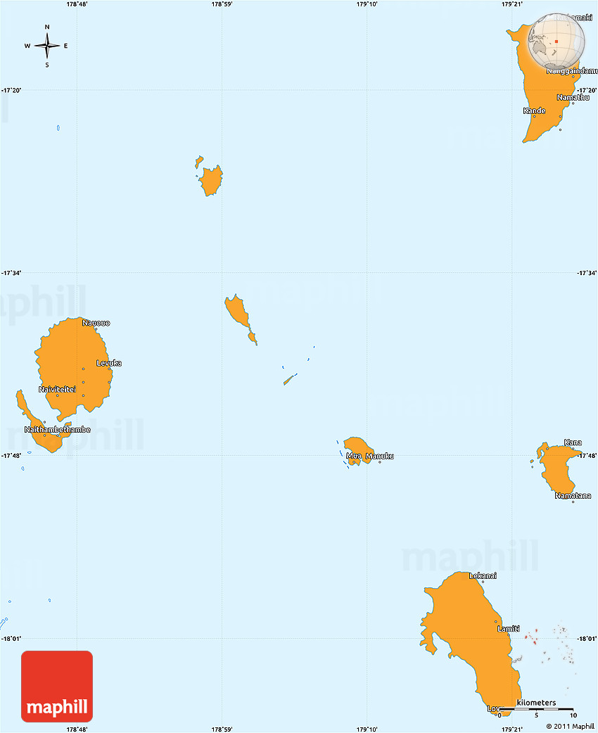 Political Simple Map of Lomaiviti, single color outside, borders and labels