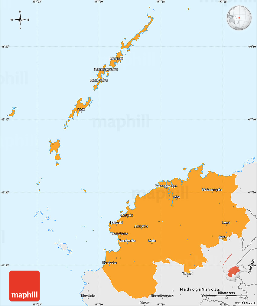 Political Simple Map of Ba, single color outside, borders and labels