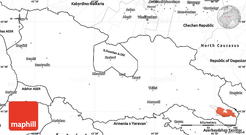 Blank Simple Map of Georgia Territories