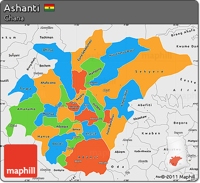 Free Political Simple Map of Ashanti, single color outside, borders and labels