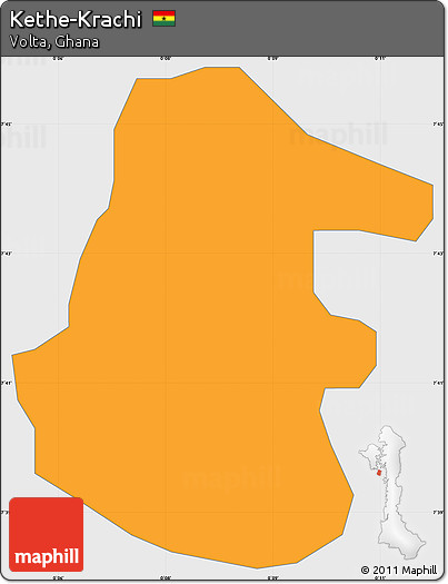 Free Political Simple Map of Kethe-Krachi, single color outside, borders and labels