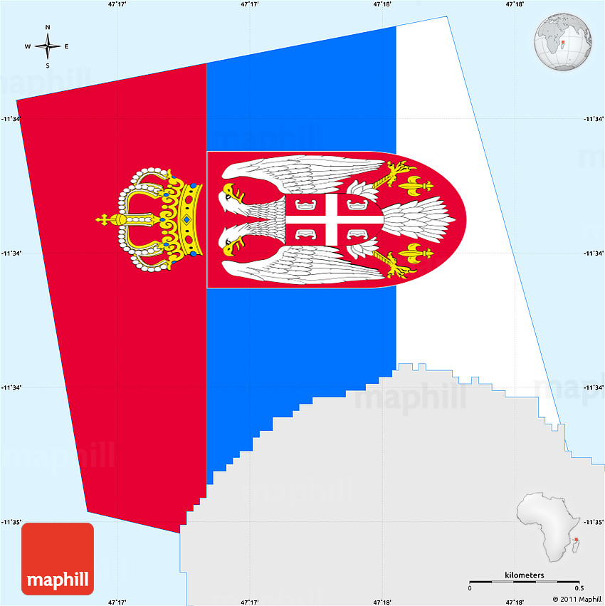Flag Simple Map of Glorioso Islands, single color outside, flag rotated