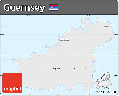 Free Flag Simple Map of Guernsey, single color outside, flag centered