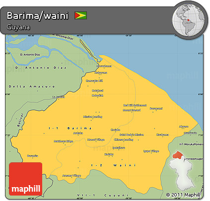 Free Savanna Style Simple Map of Barima/waini