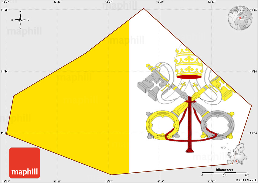 Flag Simple Map of Holy See (Vatican City), single color outside, borders and labels, flag centered