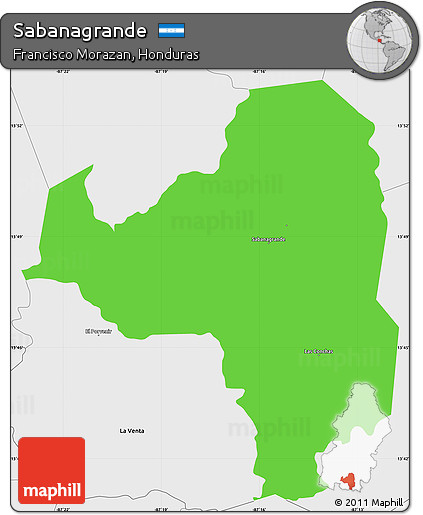 Free Political Simple Map of Sabanagrande, single color outside, borders and labels